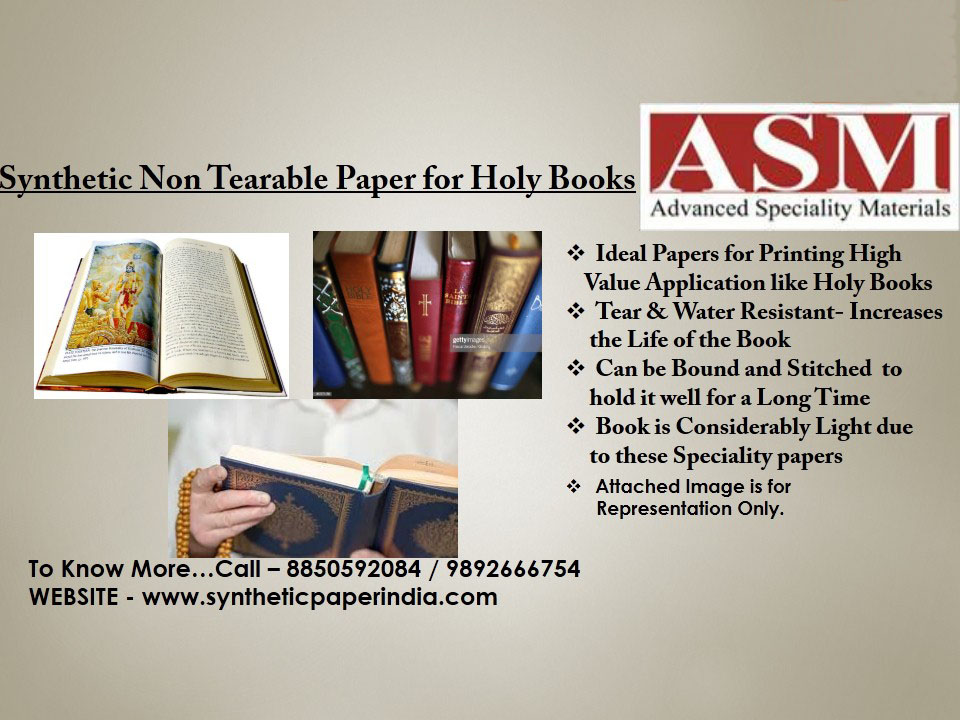 Synthetic Non Tearable Paper for Holy Books - Advanced Speciality ...
